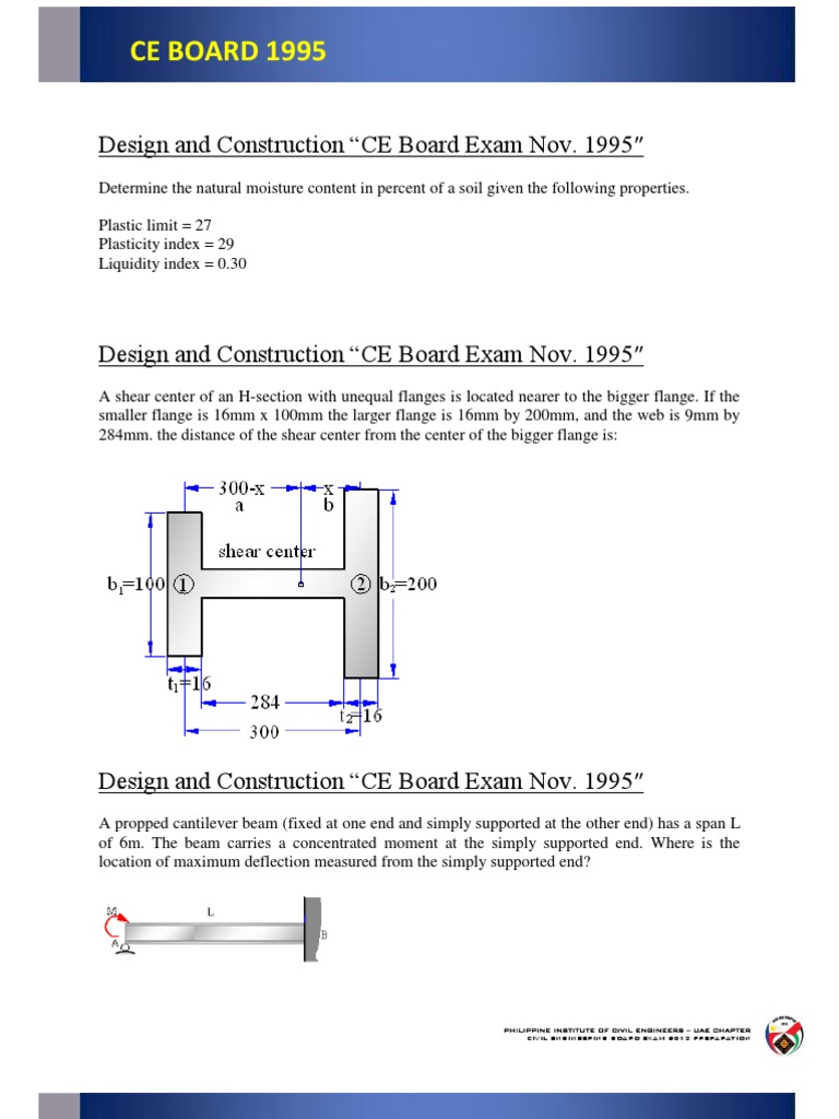 CE Board Exam 1995 | PDF | Beam (Structure) | Triangle