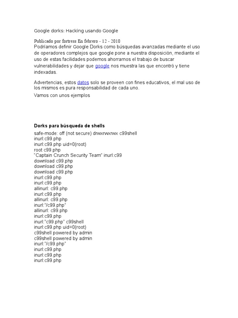 Google Dorks | PDF