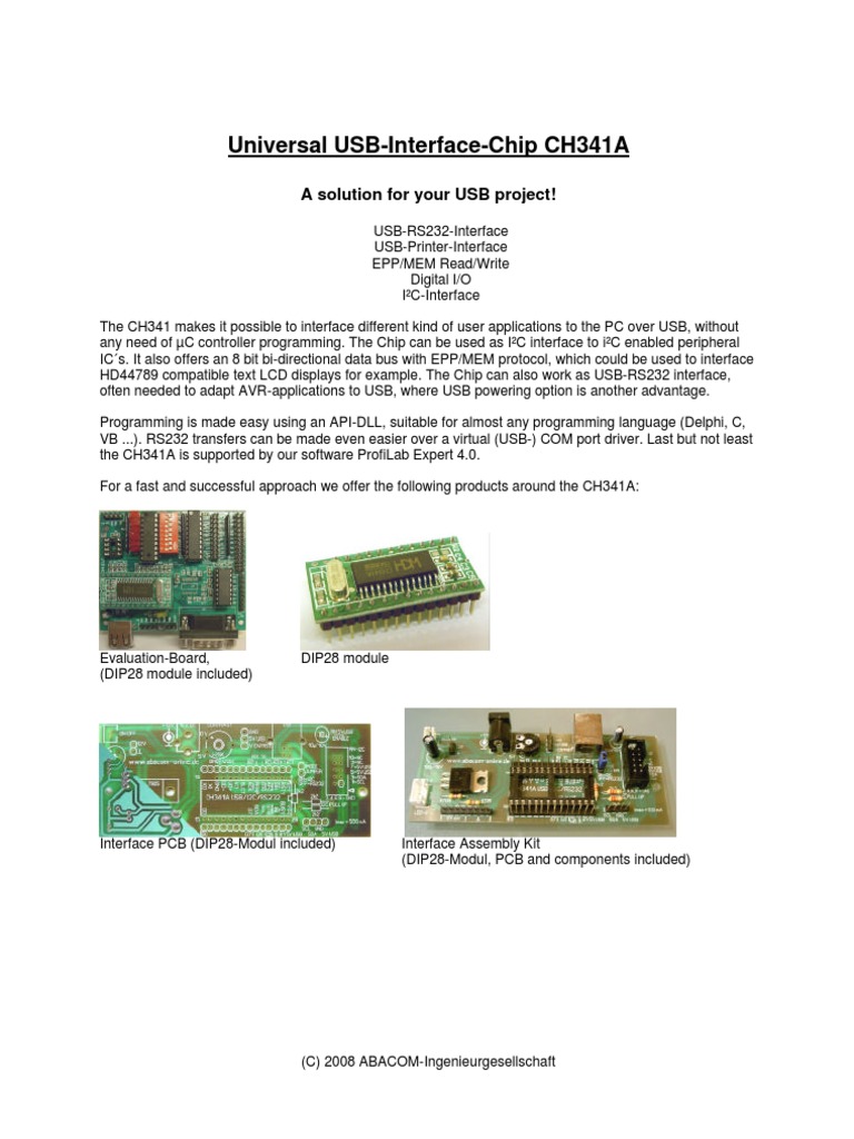CH341A Datasheet | PDF | Usb | Electrical Connector