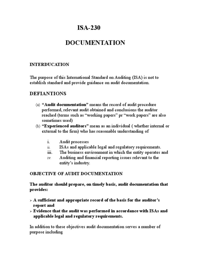 Isa 230 | PDF | Audit | Business