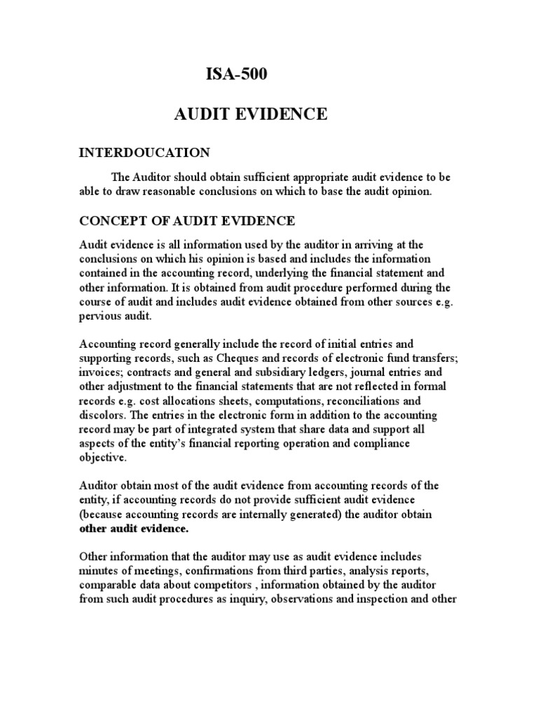 ISA-500 | Audit | Financial Statement