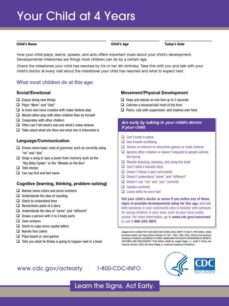 Your Child at 4 Years: What Most Children Do at This Age | PDF ...