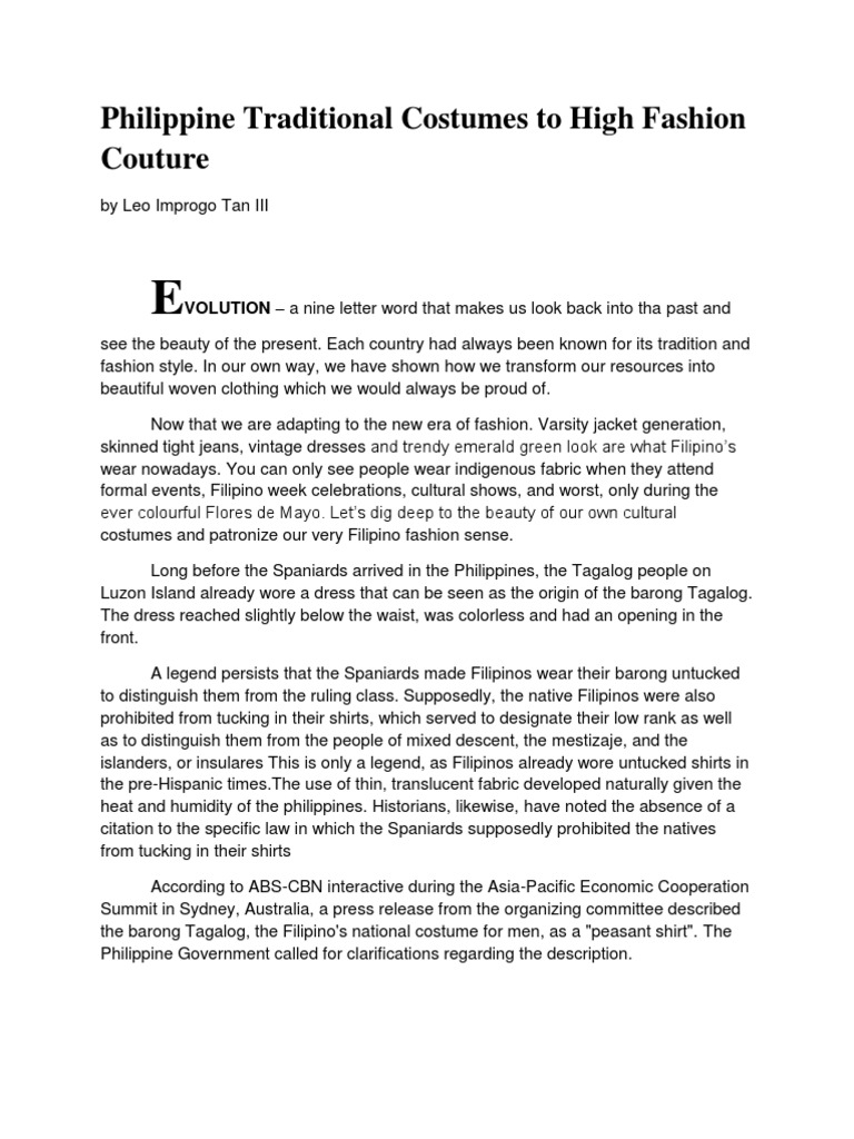 Philippine Traditional Costumes To High Fashion Couture Feature Article ...