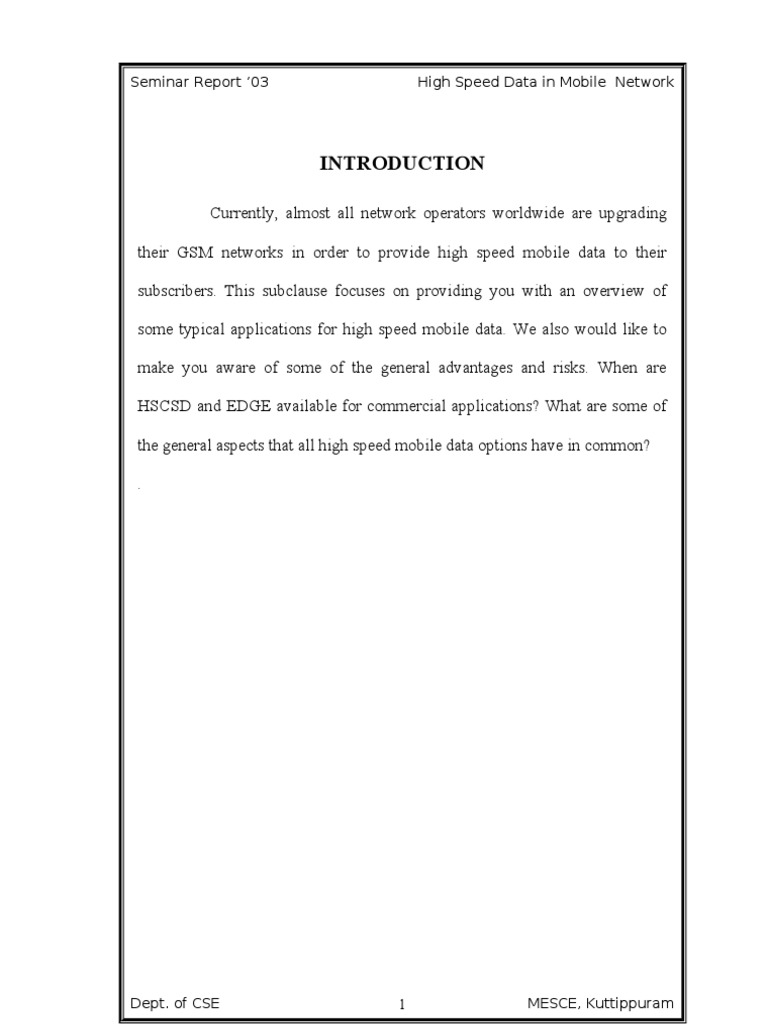 High Speed Data in Mobile Networks | PDF | General Packet Radio Service ...