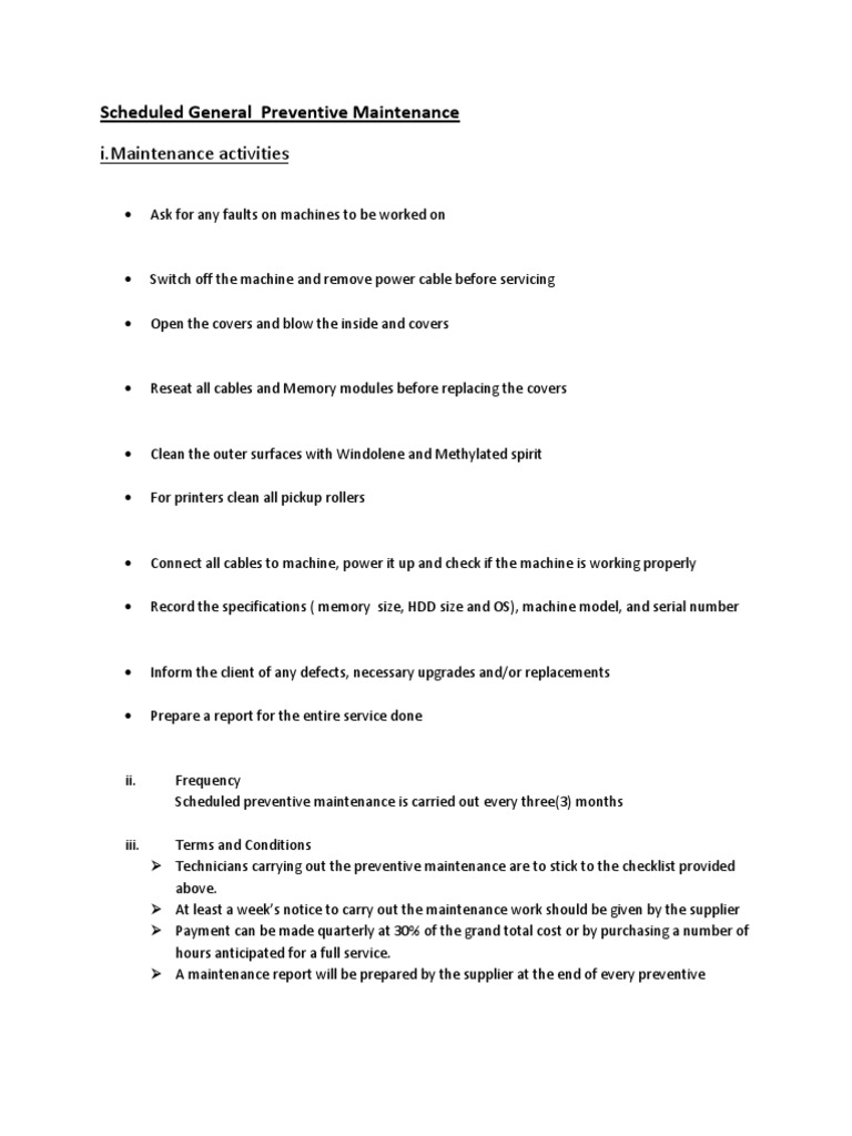 Checklist For Preventive Maintenance | PDF | Laptop | Desktop Computer