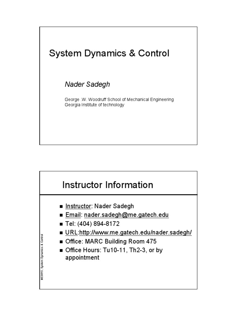 System Dynamics and Control | PDF | Control Theory | Automatic Control