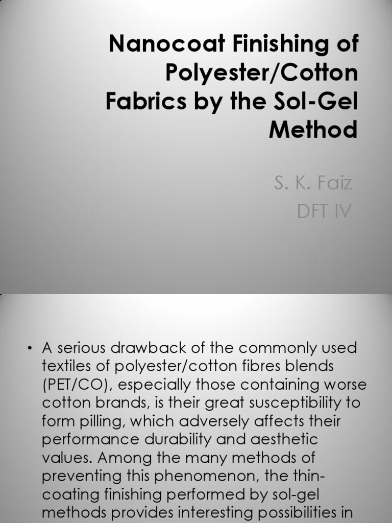 Nano Coating of Textiles by Sol Gel Method | PDF | Textiles | Nanoparticle