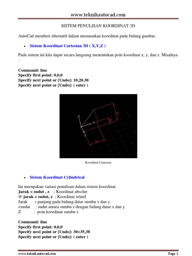 Sistem Penulisan Koordinat 3d | PDF