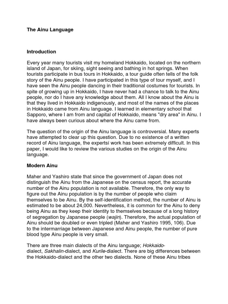 Ainu Language | PDF | Linguistics | Languages