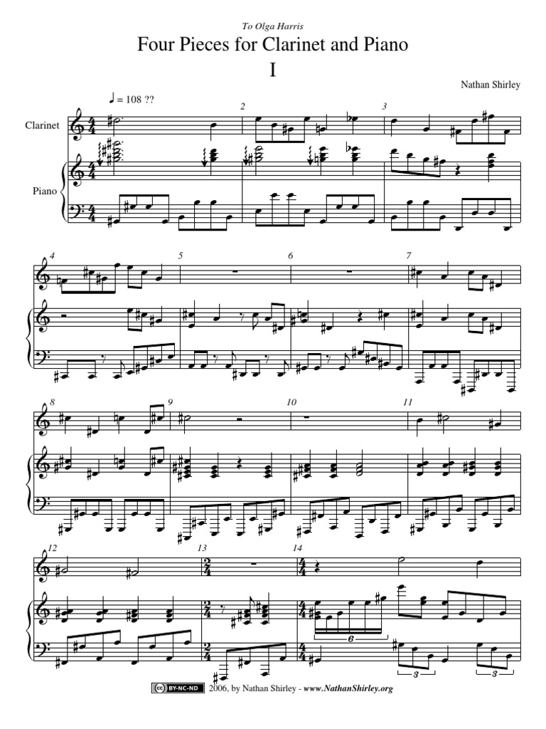 Four Pieces For Clarinet & Piano | PDF | Chamber Music | Classical Music