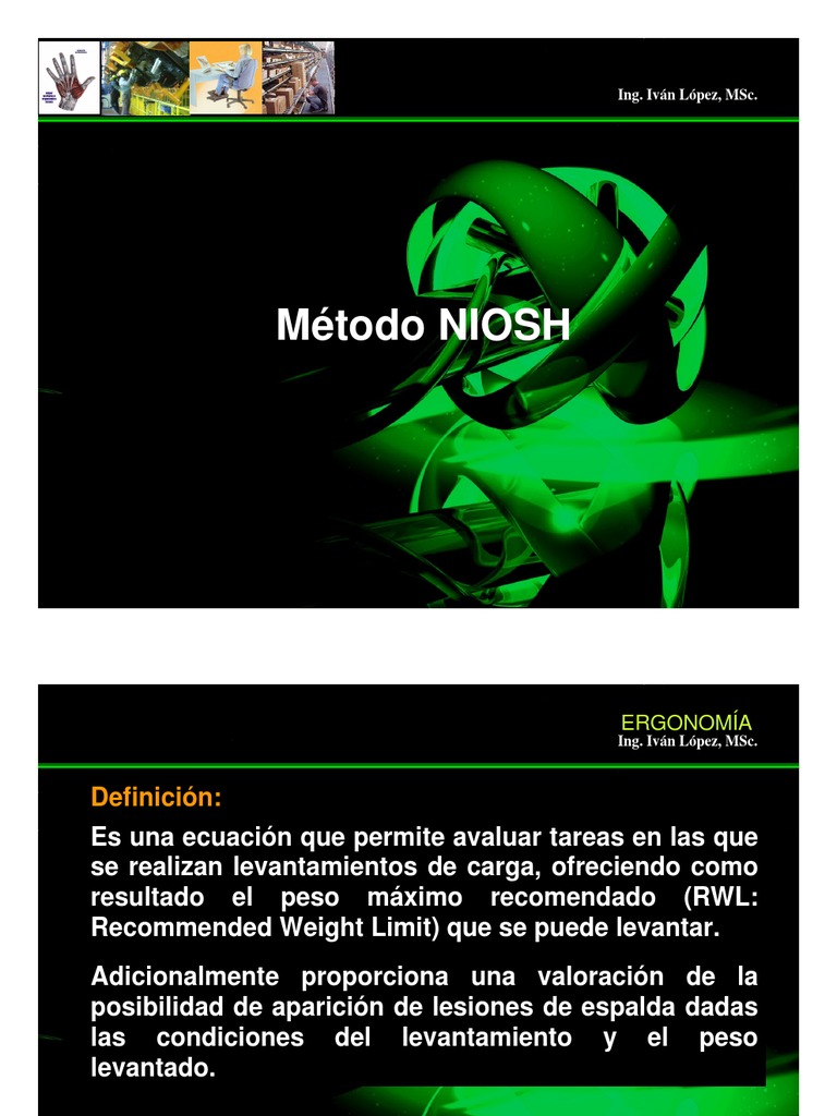 Método NIOSH PDF | PDF | Biomecánica | Factores humanos y ergonomía