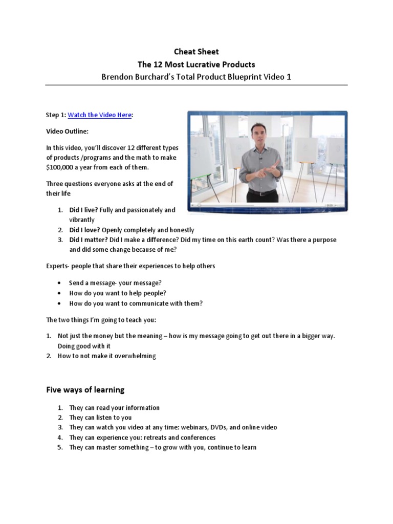 Total Product Blueprint Cheat Sheet | PDF | Communication | Computing And Information Technology