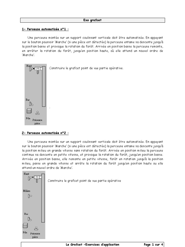 Exercice Grafcet | PDF | Perceuse | Perçage