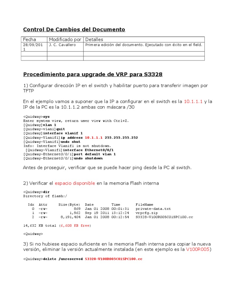 Procedimiento para Upgrade de VRP para S3328 | PDF | Arranque | Nombre del archivo