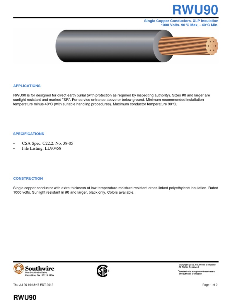 Rwu90 Specs | PDF | Manufactured Goods | Electricity