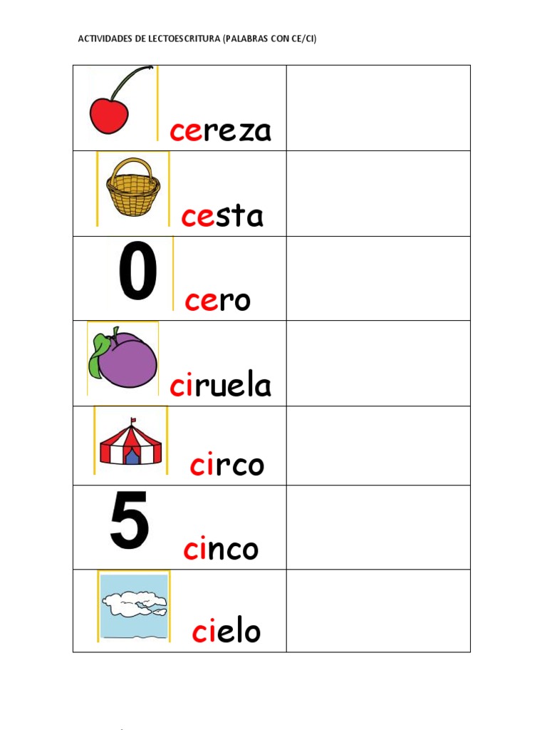 Palabras Con Ce-ci