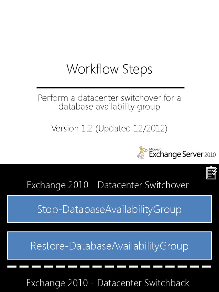 Datacenter Switchover - V1.2 | PDF | Active Directory | Microsoft Exchange Server