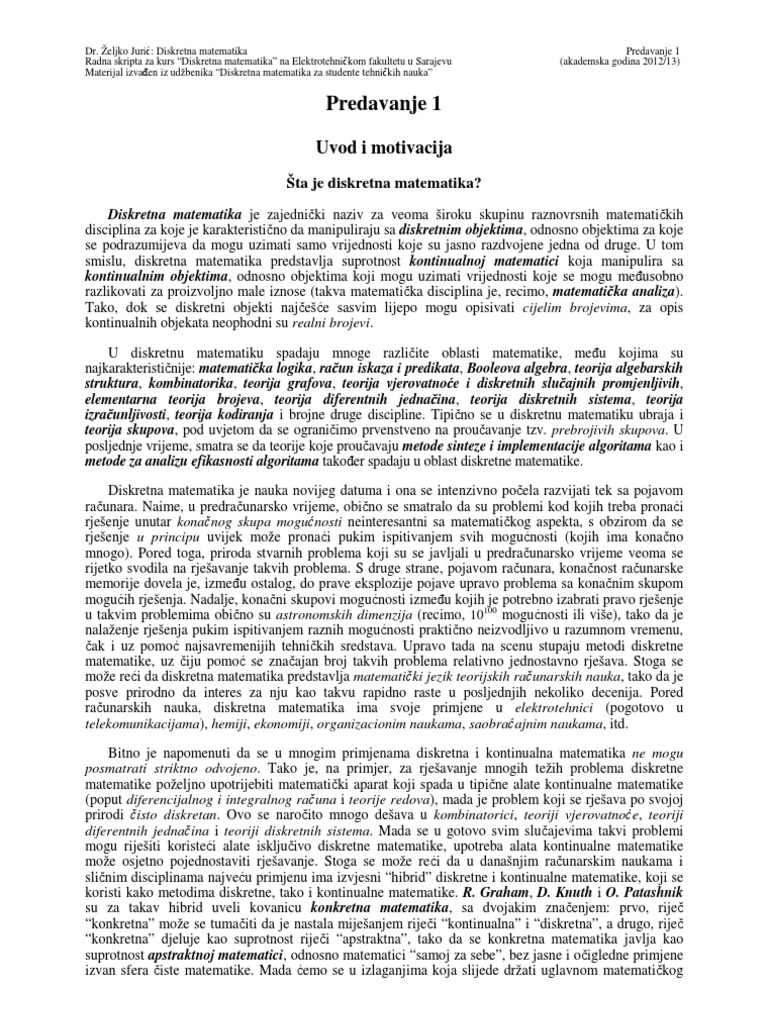 Zeljko Juric - Diskretna Matematika | PDF