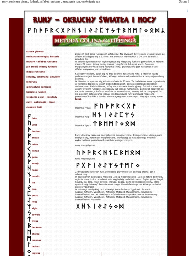 runy, runiczne pismo, futhark, alfabet runiczny , znaczenie run ...