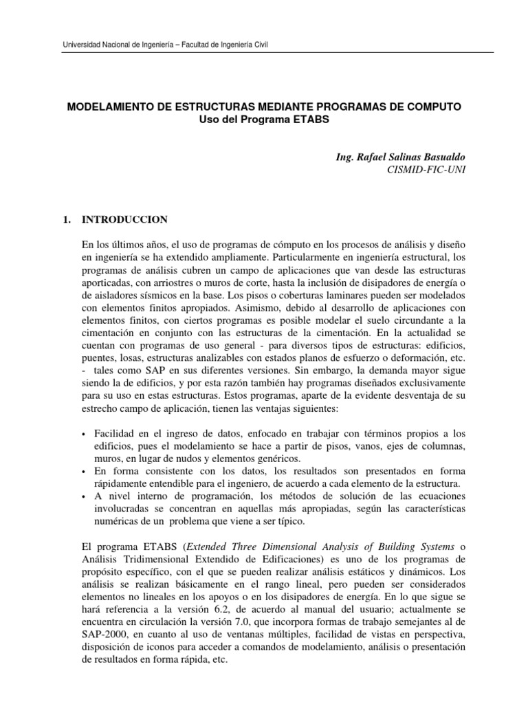 Modelacion Sismica Estructura Etabs | PDF