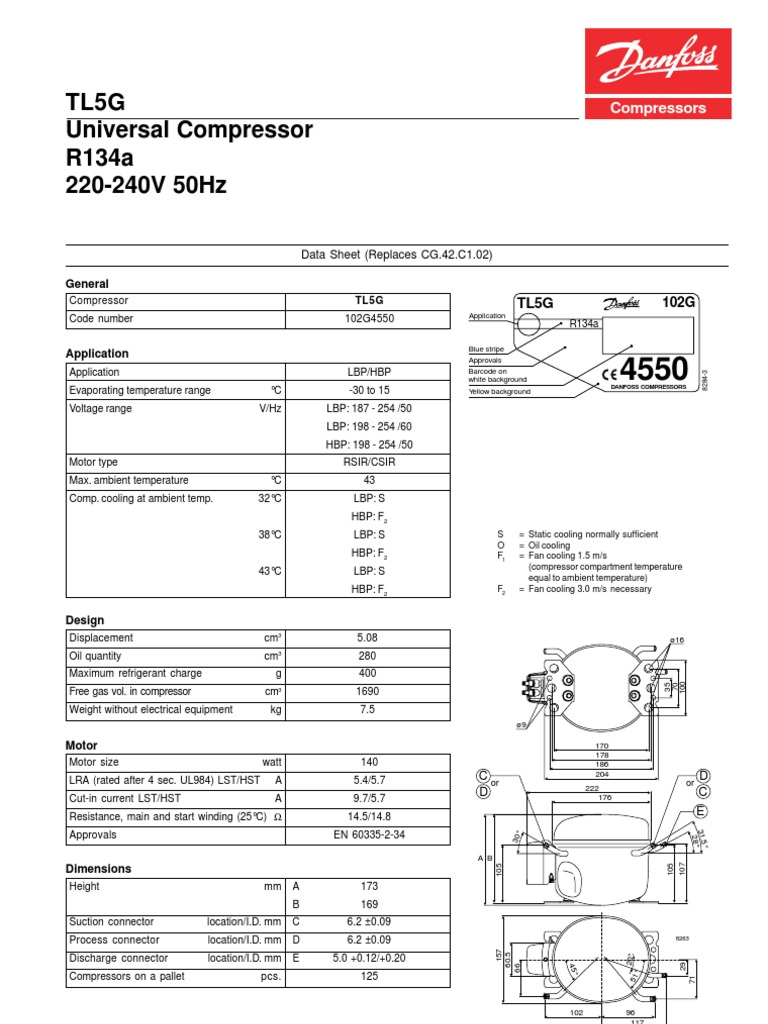 TL5G R134a 220V 50Hz | PDF | Air Conditioning | Engineering Thermodynamics