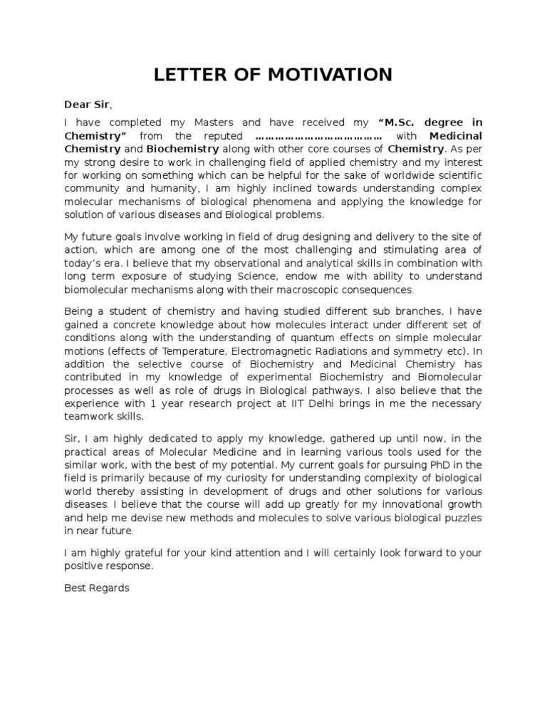 Letter of Motivation | PDF