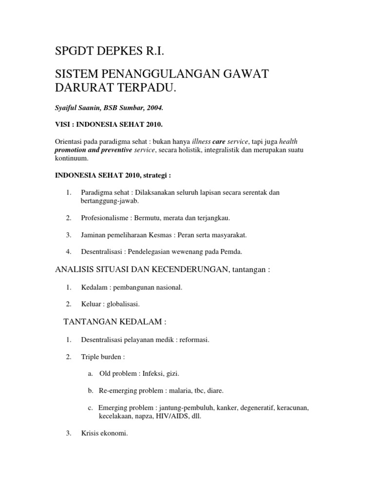 SPGDT Depkes RI | PDF