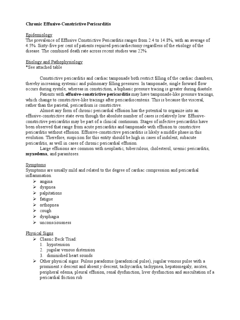 Chronic Effusive-Constrictive Pericarditis | PDF | Heart ...