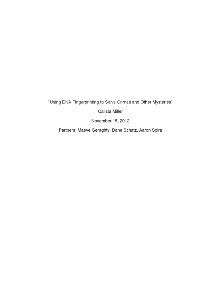 Dna Fingerprinting Lab Report 11-15-12 | PDF | Agarose Gel ...