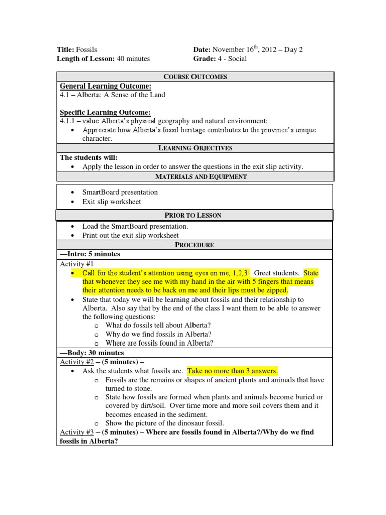 Fossils Lesson | PDF | Fossil | Alberta
