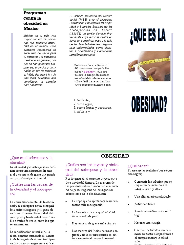 triptico obesidad | Obesidad | Determinantes de la salud | Prueba ...