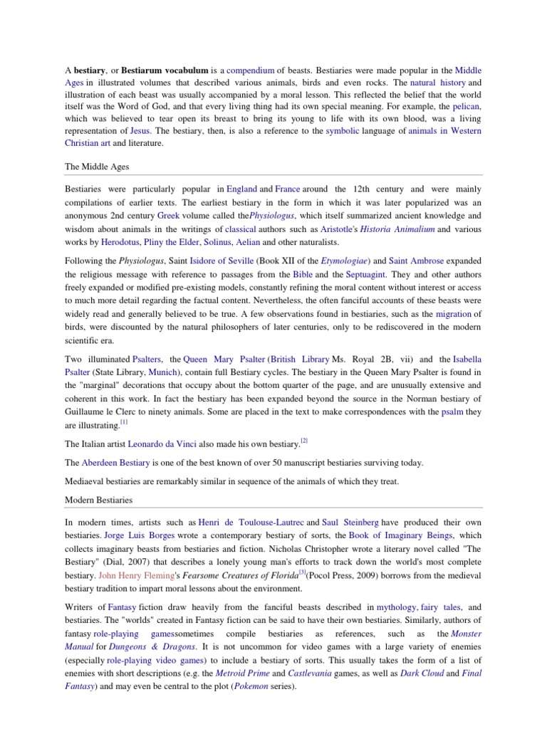Overview of Medieval Bestiaries | PDF | Social Science | Classics