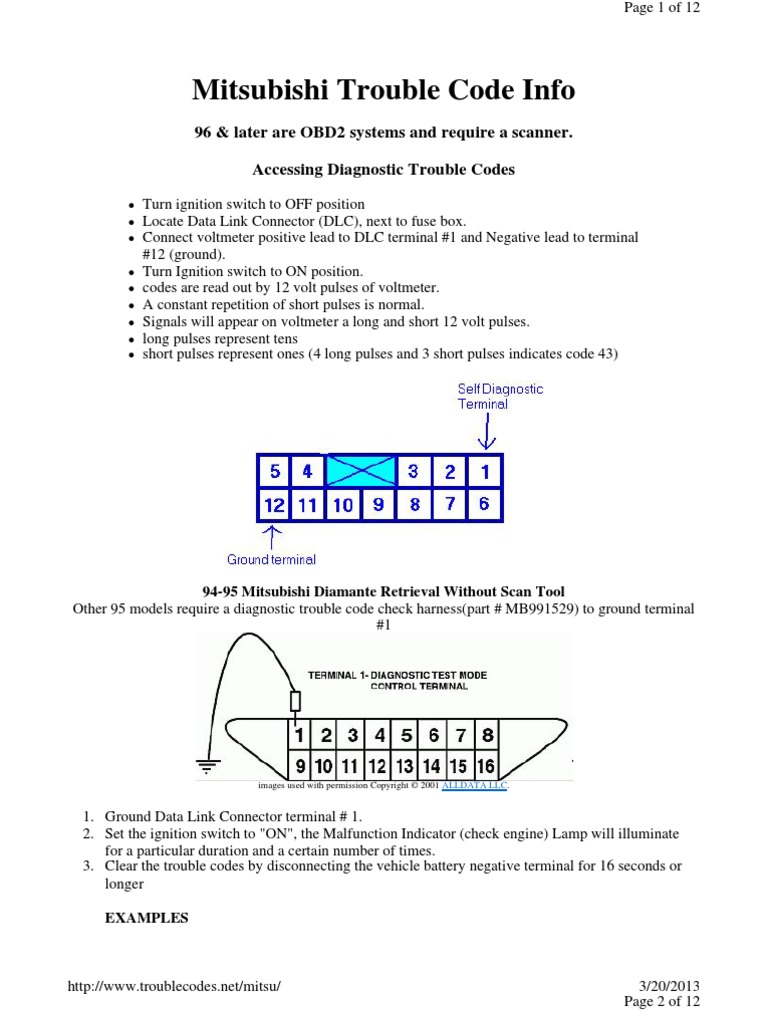 Trouble Codes Mitsubishi | PDF | Throttle | Fuel Injection