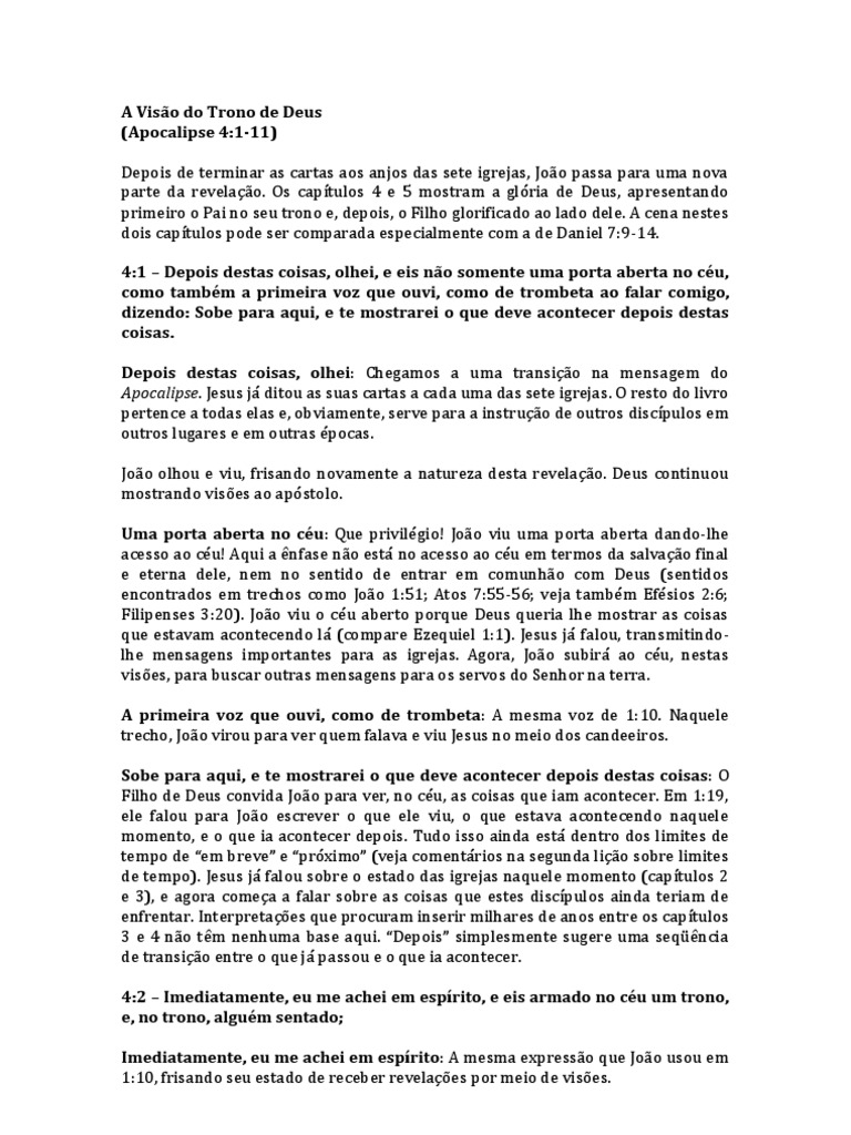 A Visão Do Trono De Deus Download Grátis Pdf Livro Do Apocalipse