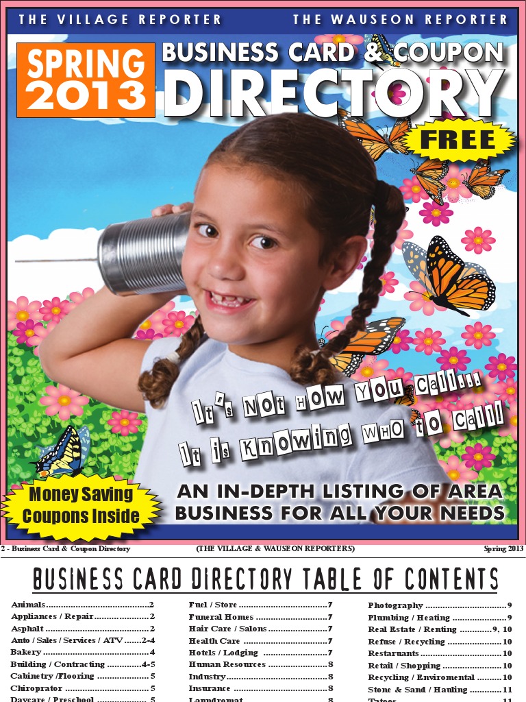 2013 Spring Business Card Directory PDF | PDF | Business