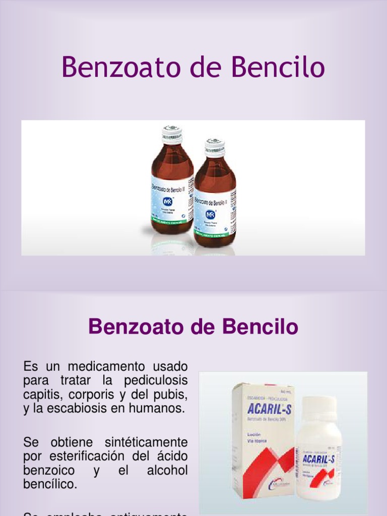 Benzoato de Bencilo | PDF | Medicamentos con receta | Especialidades ...