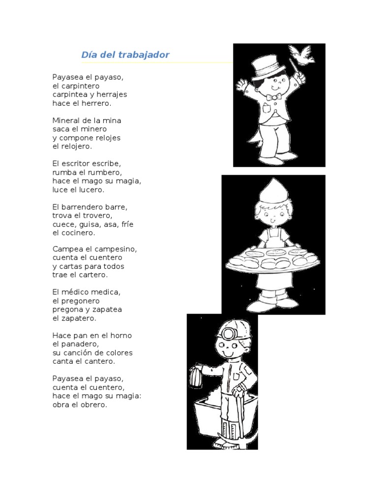 Día Del Trabajador Rimas y Adivinanazas | PDF