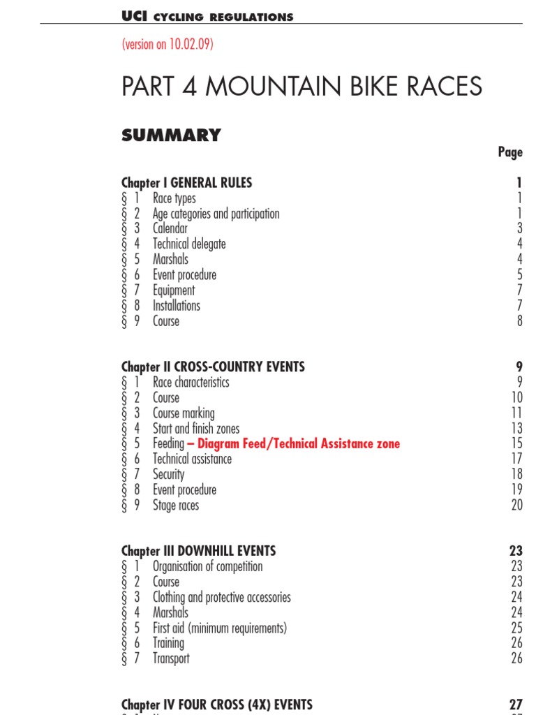 UCI Mountain Bike Race Regulations | PDF