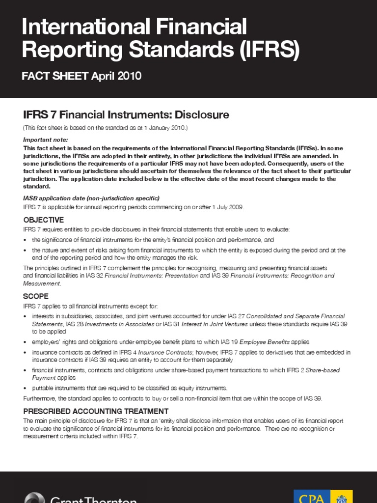 IFRS 7 Financial Instruments Disclosure | PDF | International Financial ...