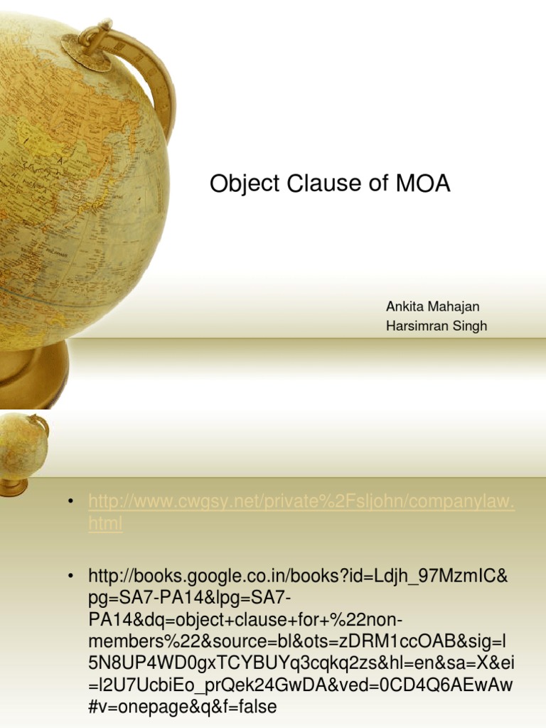 Object Clause of MOA | PDF | Social Institutions | Social Science