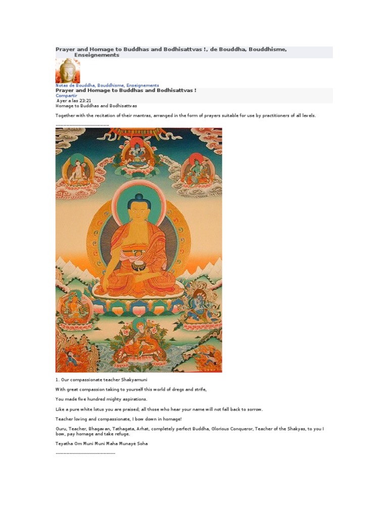 Prayer and Homage To Buddhas and Bodhisattvas | PDF | Buddhist ...