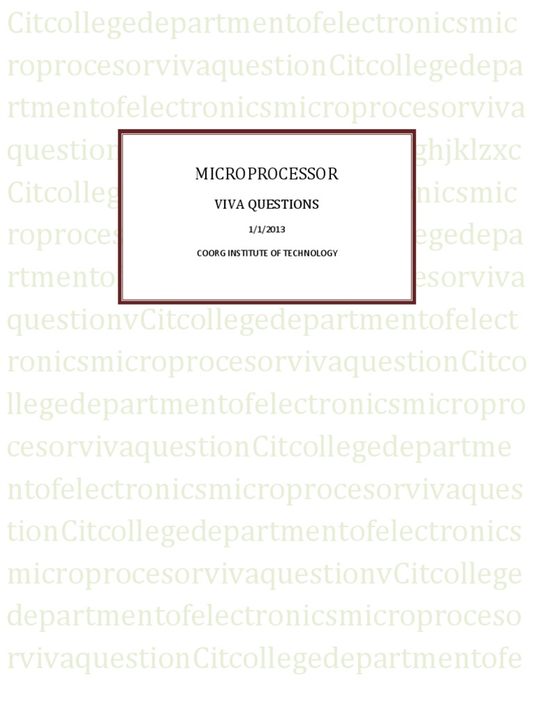 Microprocessor: Viva Questions | Download Free PDF | Assembly Language | Computer Program