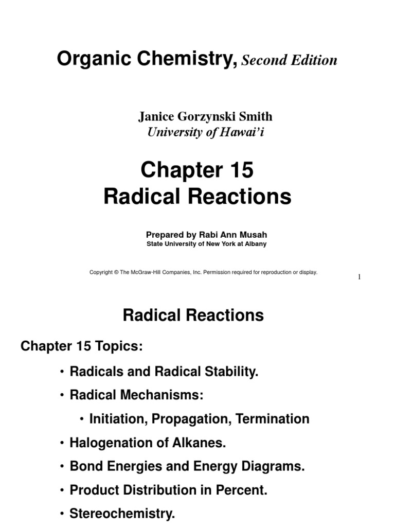 Organic Chemistry,: Radical Reactions | PDF | Polymerization | Radical ...