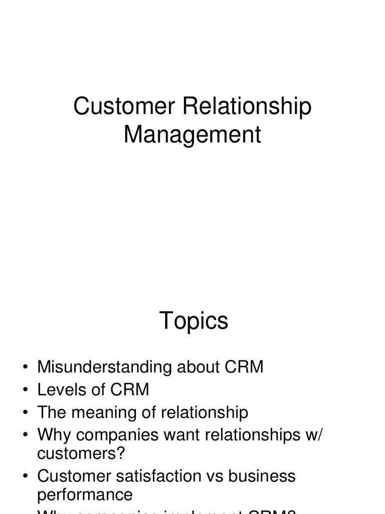 Customer Relationship Management | PDF | Customer Relationship ...