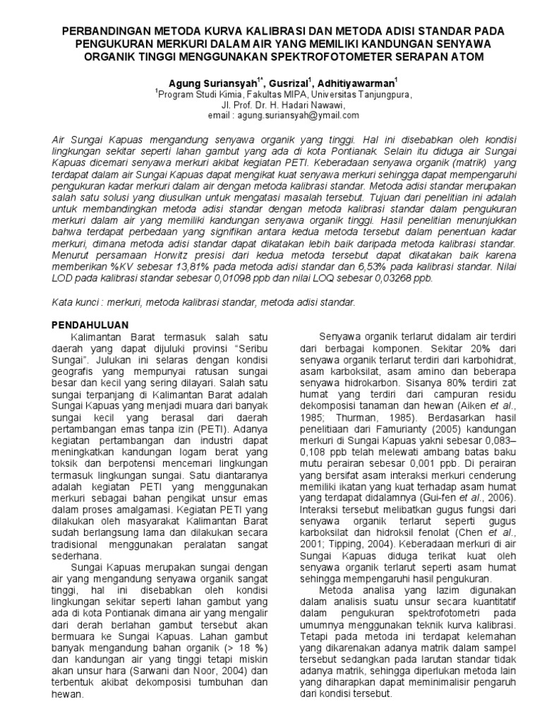 Perbandingan Metoda Kurva Kalibrasi | PDF | Sains & Matematika