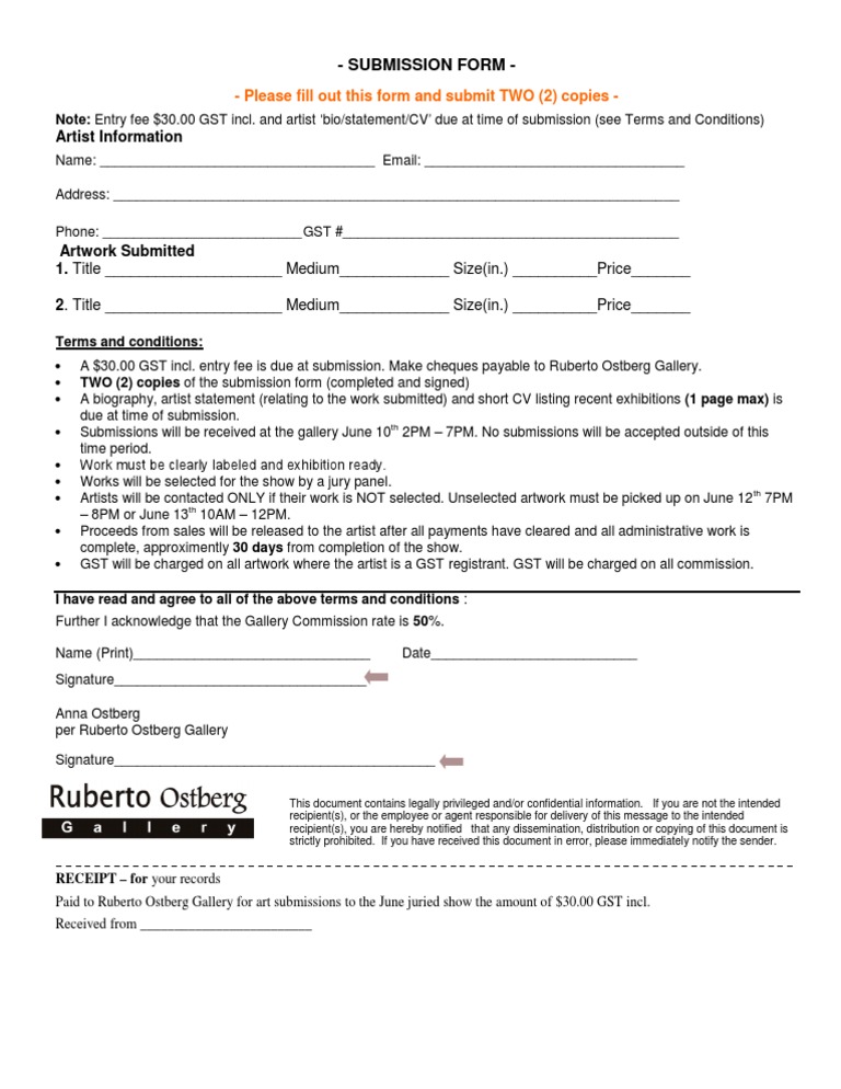 Art Submission Form for Juried Show | PDF | Government | Business