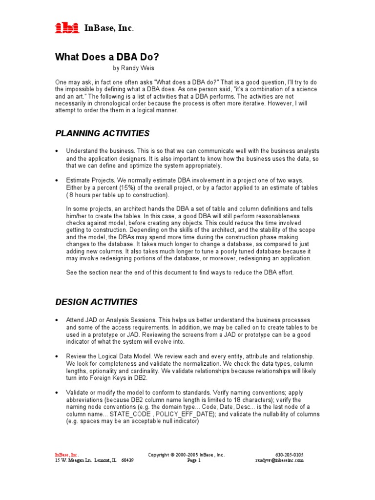 What Does A DBA Do | PDF | Database Index | Databases
