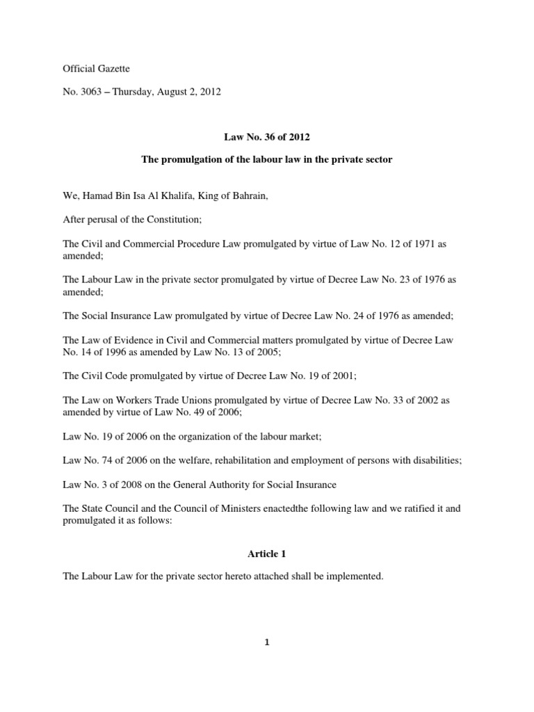 Bahrain Labor Law | Download Free PDF | Employment | Labour Law