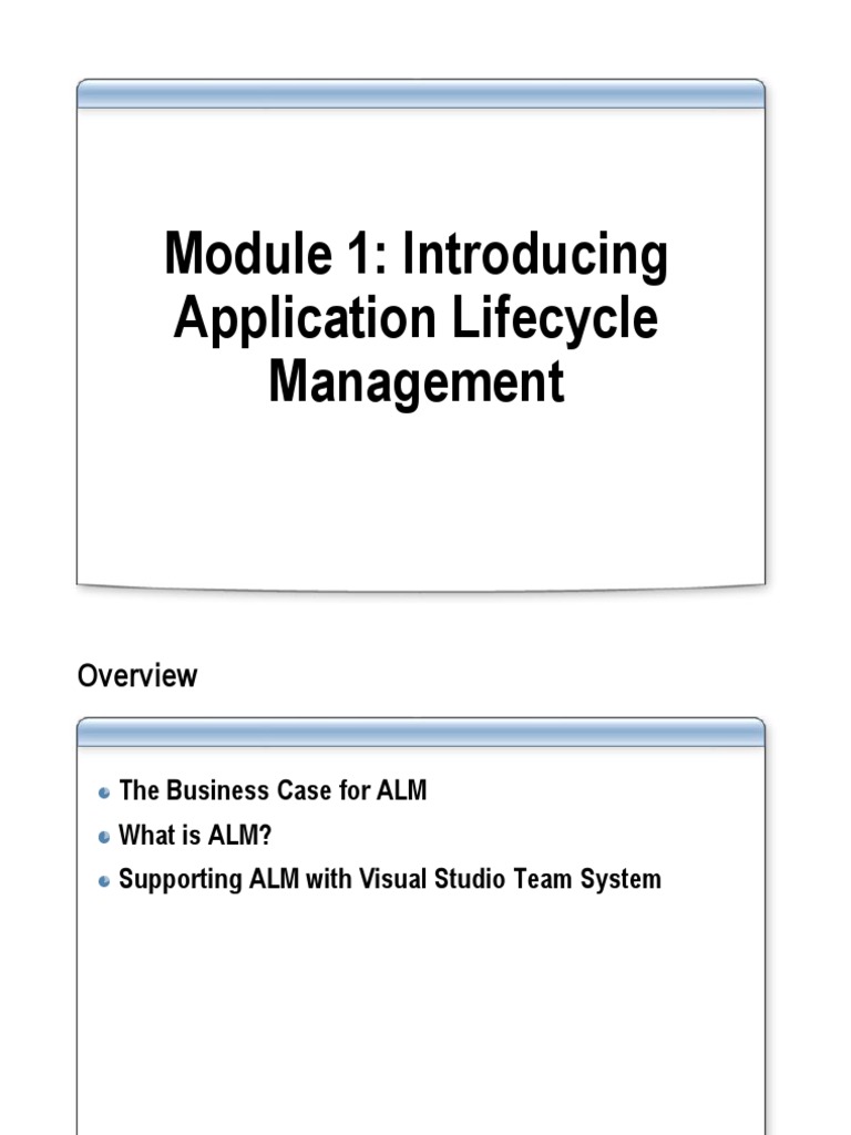 Module 1: Introducing Application Lifecycle Management | PDF ...