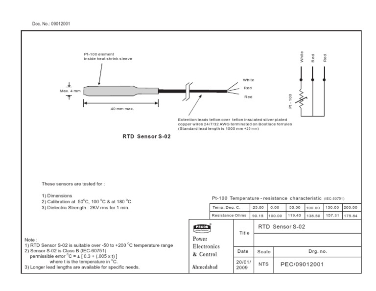 Drawing of RTD Sensor S-02 | PDF